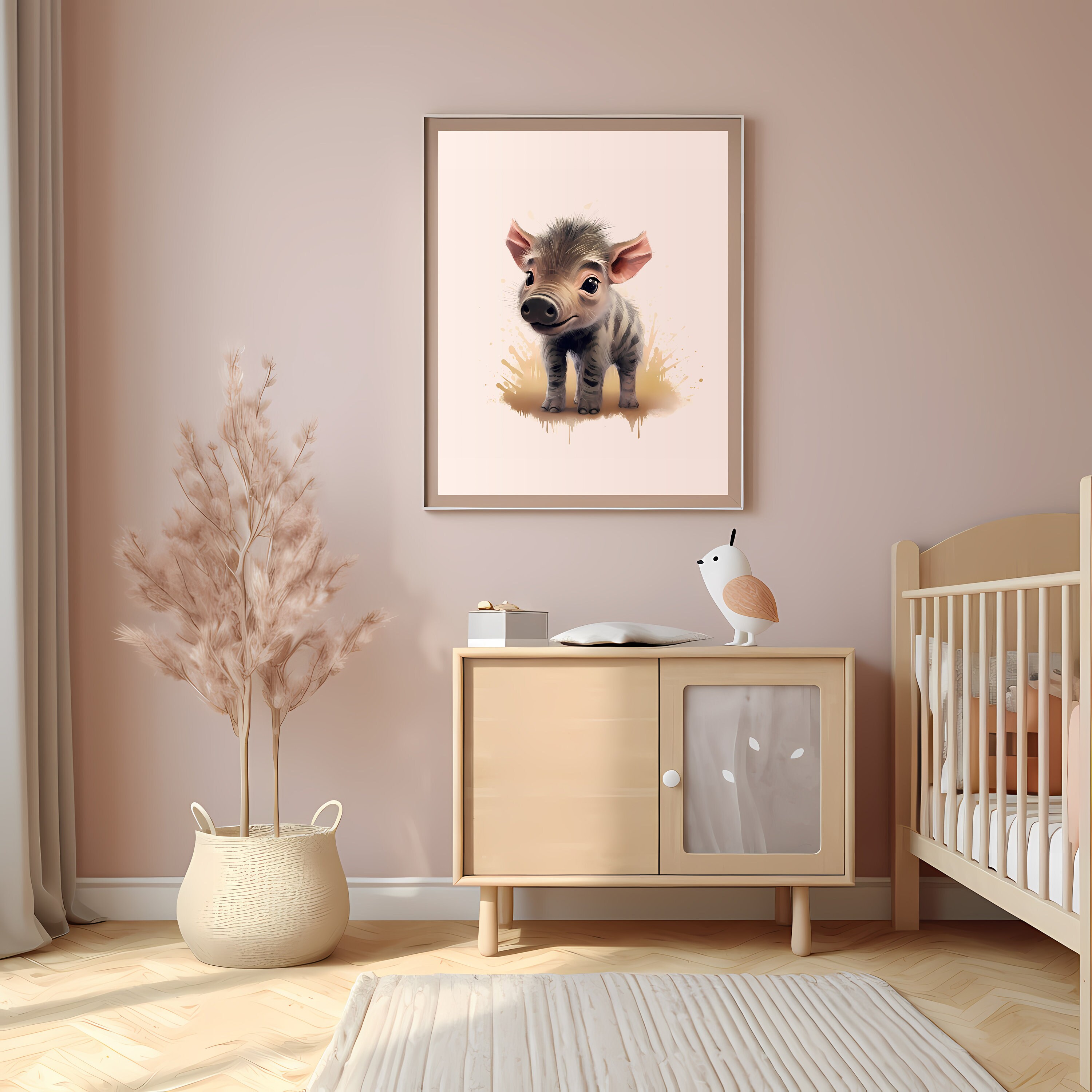 Baby Warthog Illustration | Adorable Watercolor Art for Nursery Decor ...