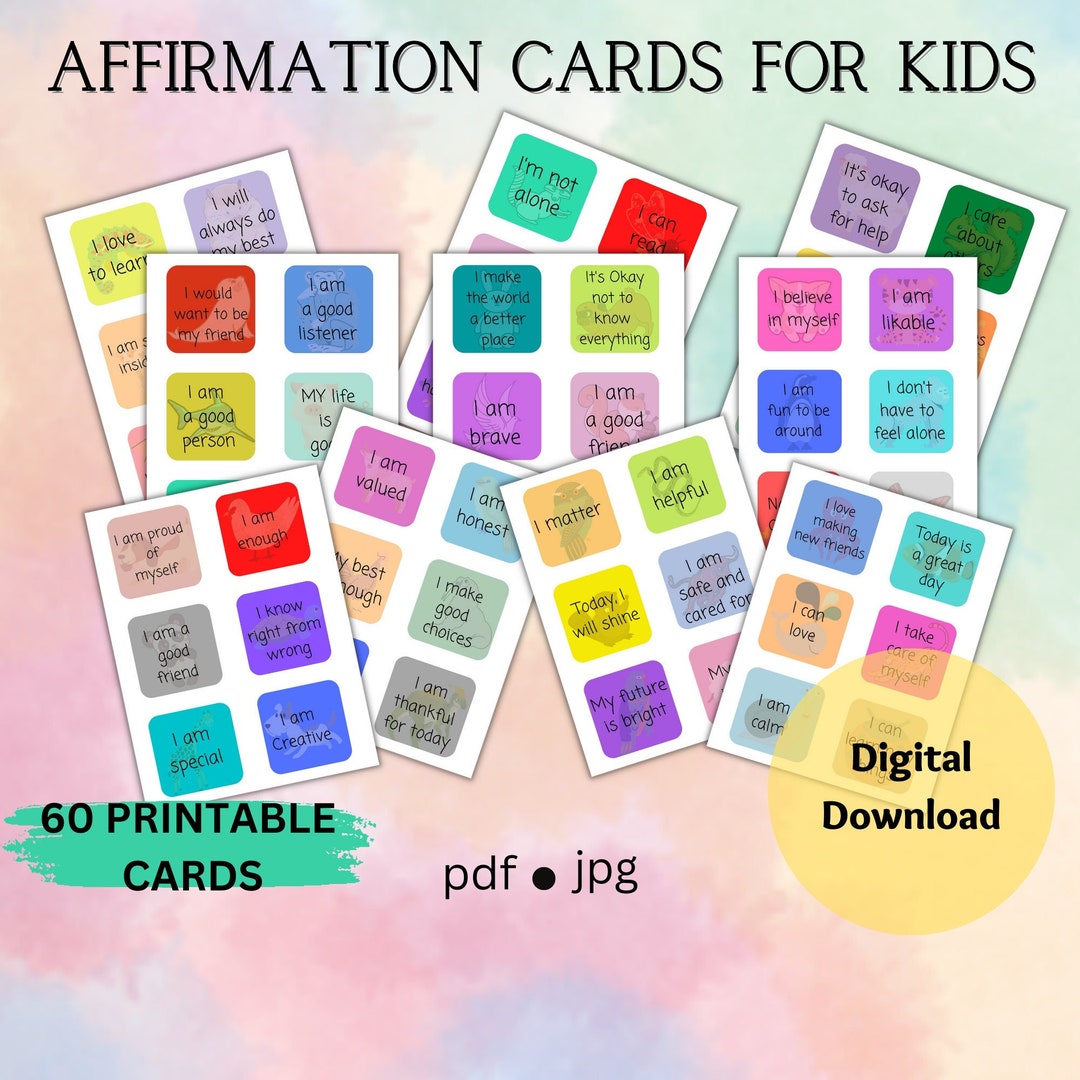 Printable Children Affirmations | Positive Youth Cards | Emotional ...