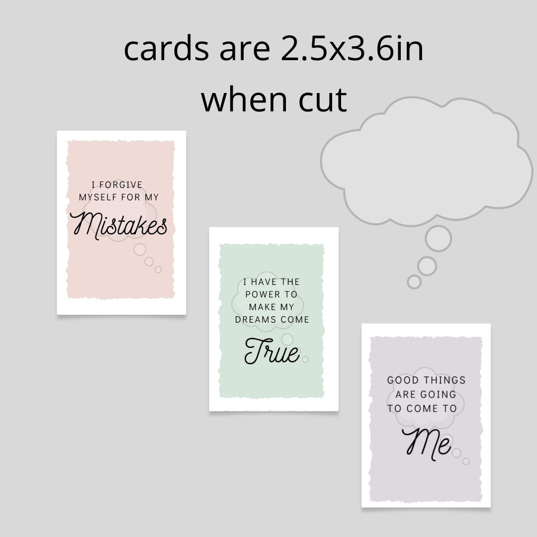 Affirmation Cards Printable, Positive Quote Flash Cards, Self Esteem ...