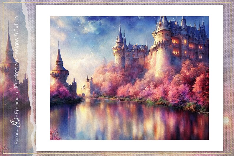 Fantasy Castle Digital Paper, Printable Fairytale Background, Magical ...