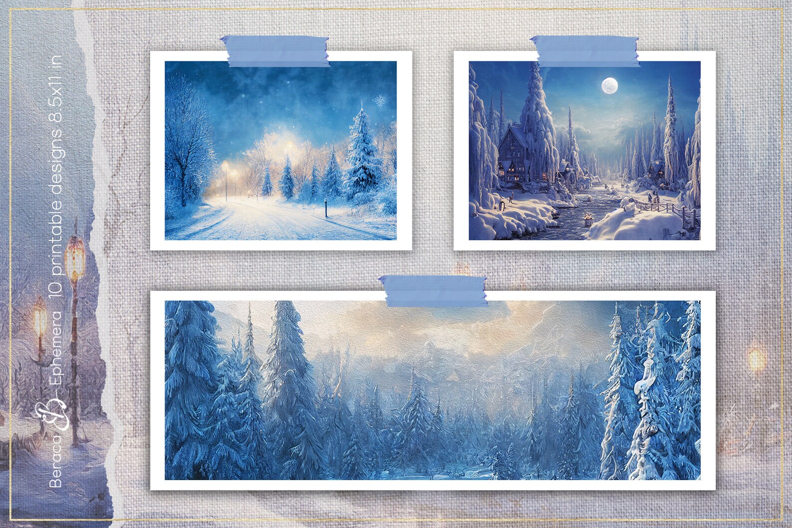 Winter Wonderland Digital Paper Printable Pages Snow - Etsy