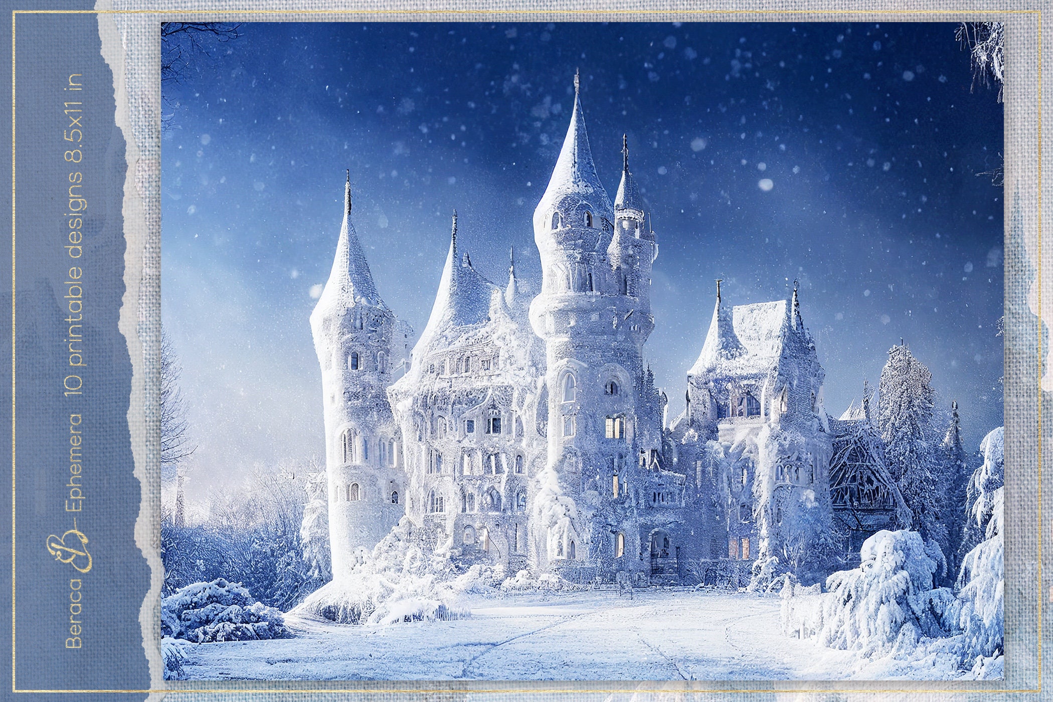 Snow Castle Digital Paper Printable Paper Ice Queen Frozen - Etsy