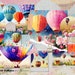 Hot Air Balloon Digital Paper, Printable Paper, Pink Floral Background ...