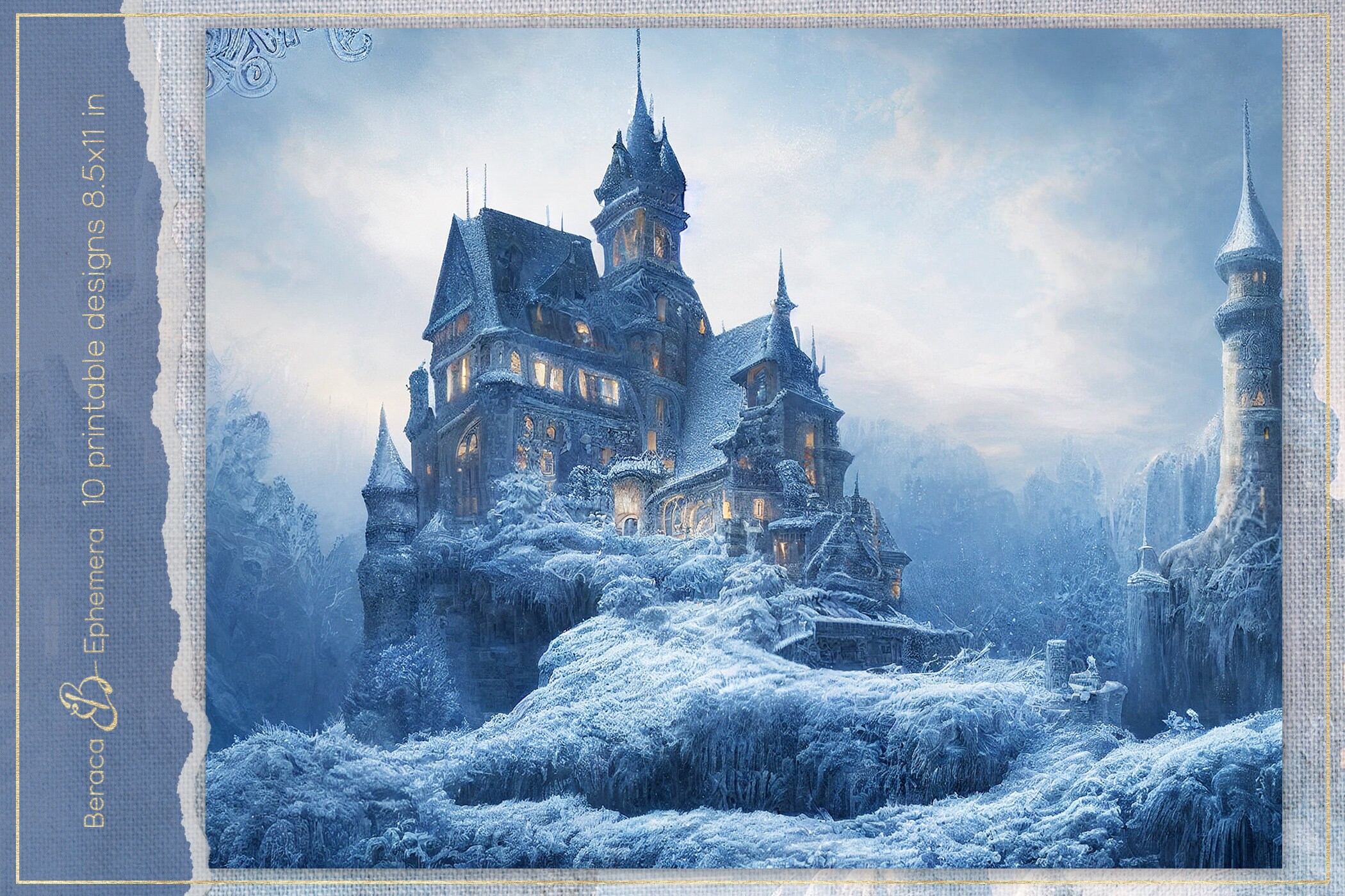 Snow Castle Digital Paper Printable Paper Ice Queen Frozen - Etsy