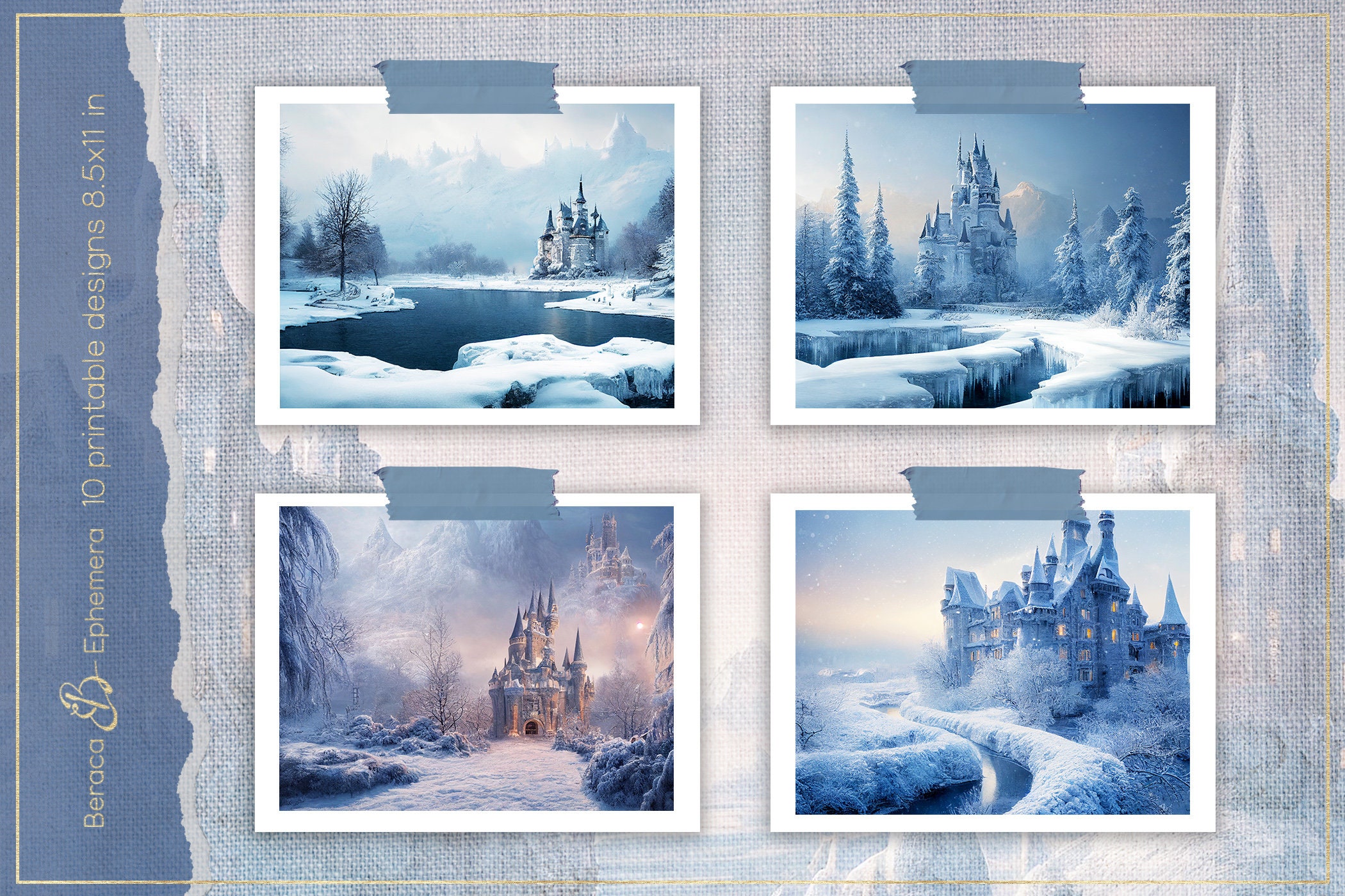 Snow Castle Digital Paper Printable Paper Ice Queen Frozen - Etsy