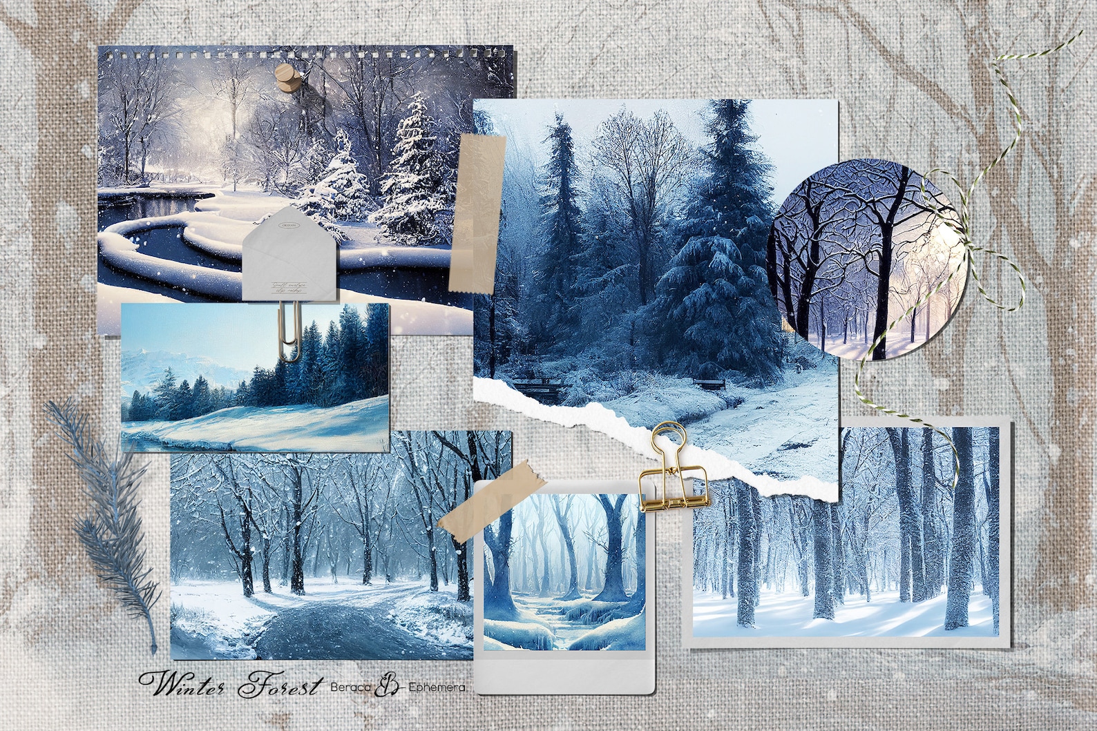 Winter Forest Digital Paper Printable Paper Antique Oil - Etsy