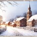Village Church Digital Paper, Winter Printable Scrapbook, Antique Oil ...