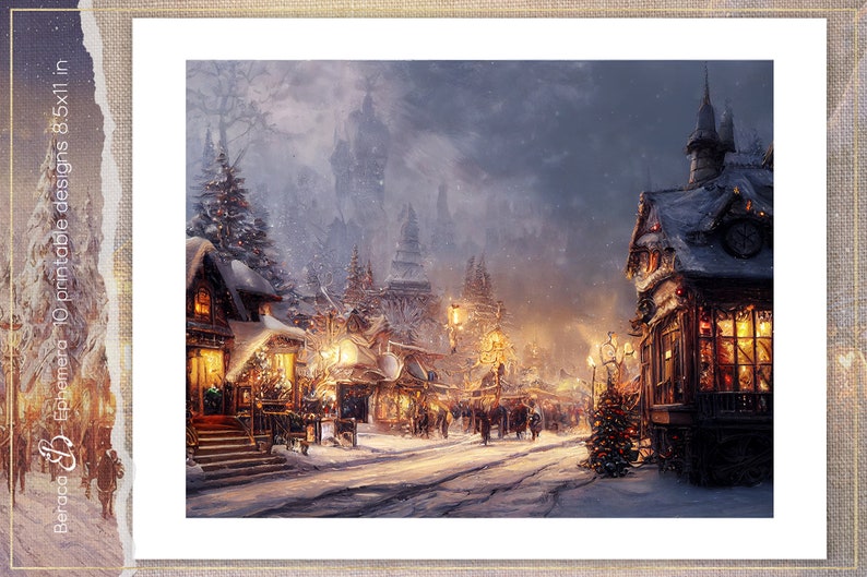 Steampunk Christmas Digital Paper, Vintage Winter, Christmas Night ...