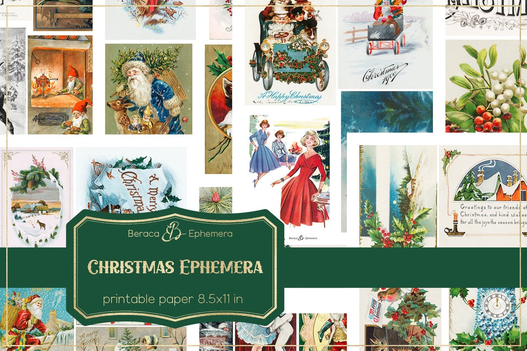 HUGE 45 Pages Christmas Ephemera Printable Pages Winter Junk - Etsy