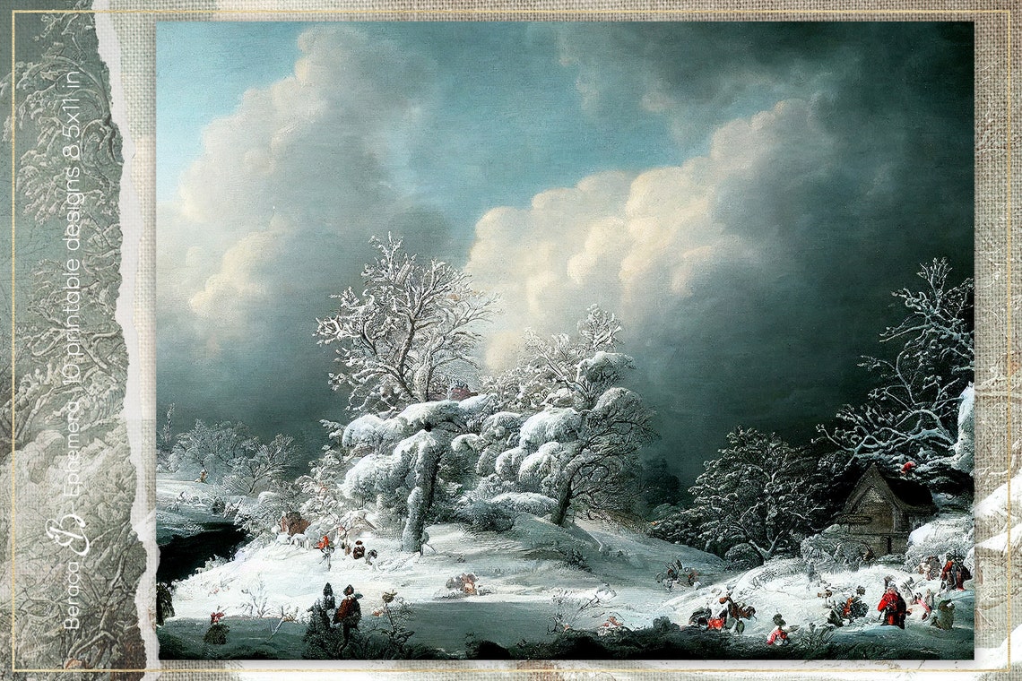 Winter Night Digital Paper Snow Printable Scrapbook Winter - Etsy