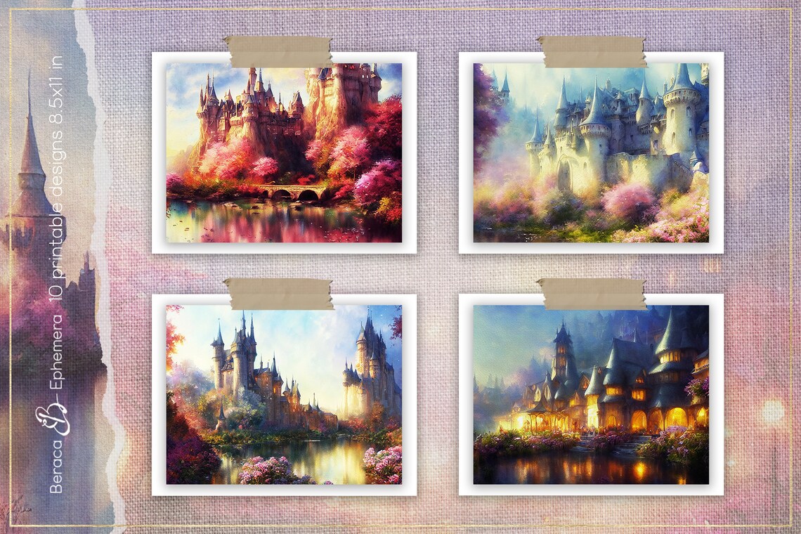 Fantasy Castle Digital Paper Printable Fairytale Background - Etsy