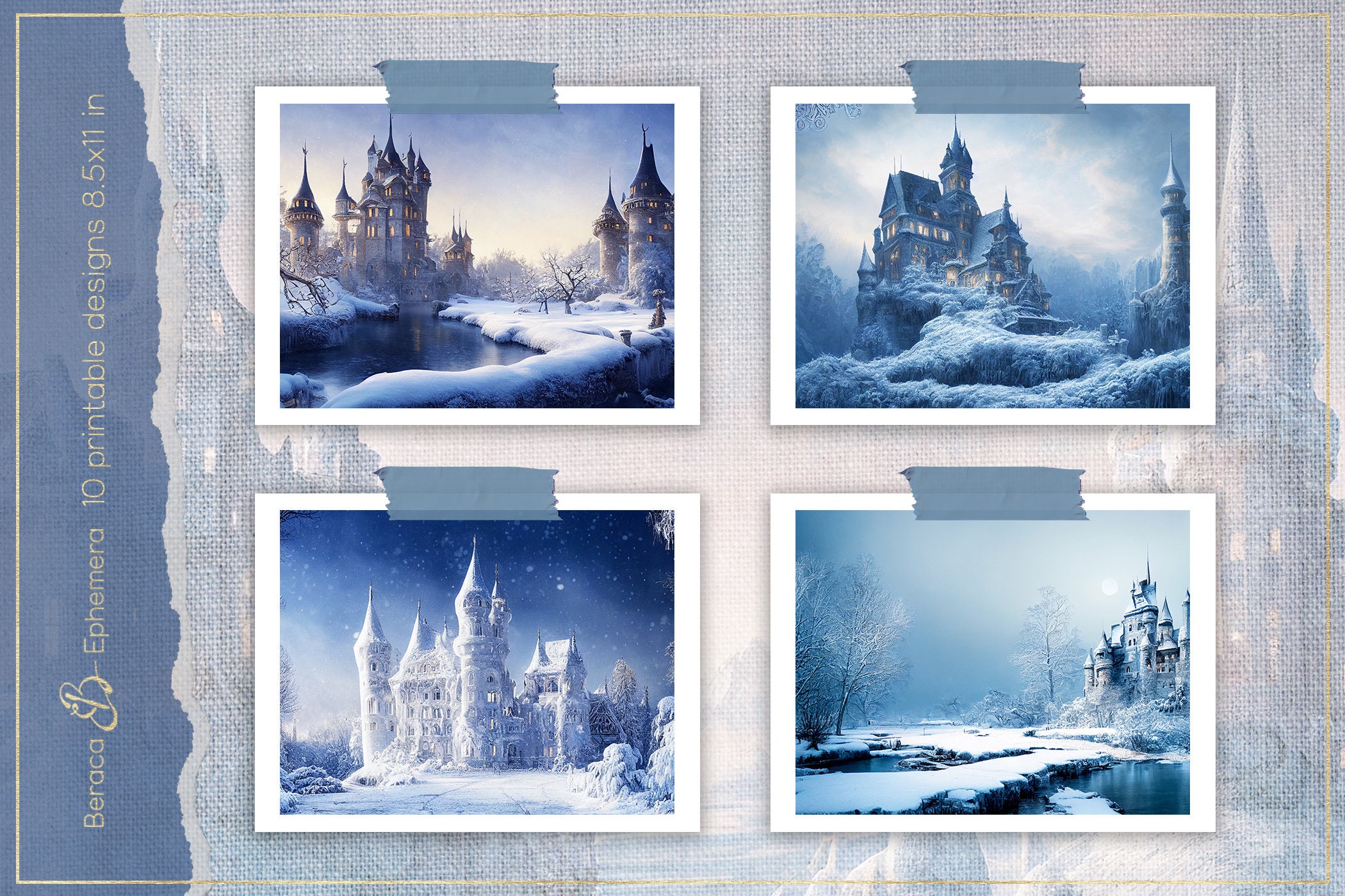 Snow Castle Digital Paper Printable Paper Ice Queen Frozen - Etsy