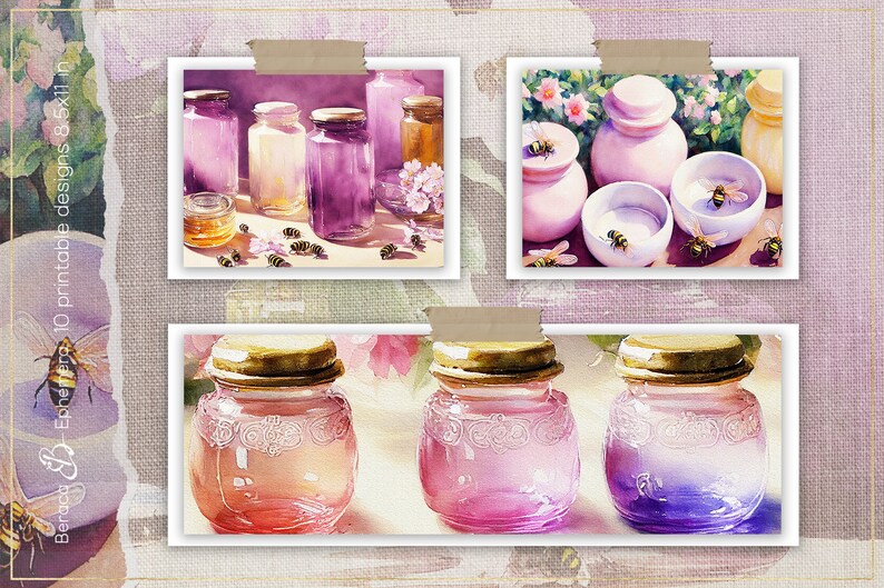 Purple Honey Digital Paper Printable Paper Honey Bee - Etsy