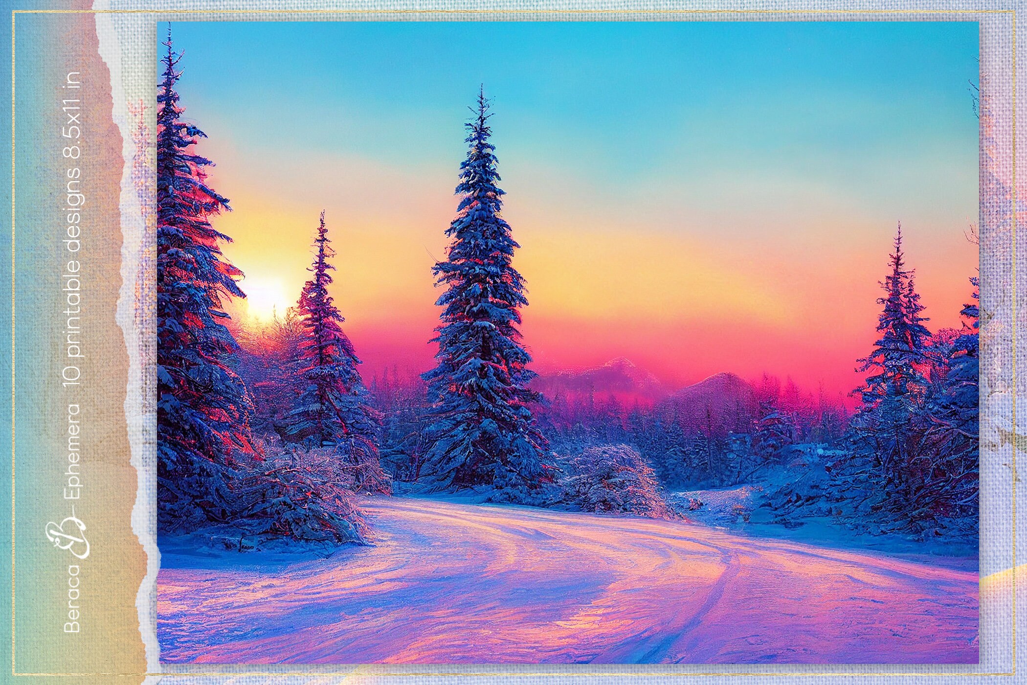 Fantasy Winter Digital Paper, Snow Printable Paper, Whimsical ...