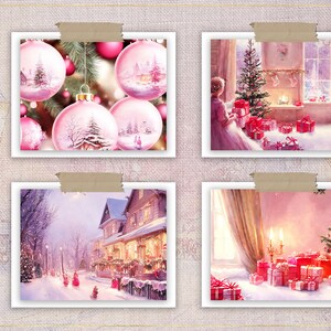 Pink Christmas Digital Paper, Winter Printable Paper, Pastel Pink ...