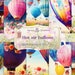 Hot Air Balloon Digital Paper, Printable Paper, Pink Floral Background ...