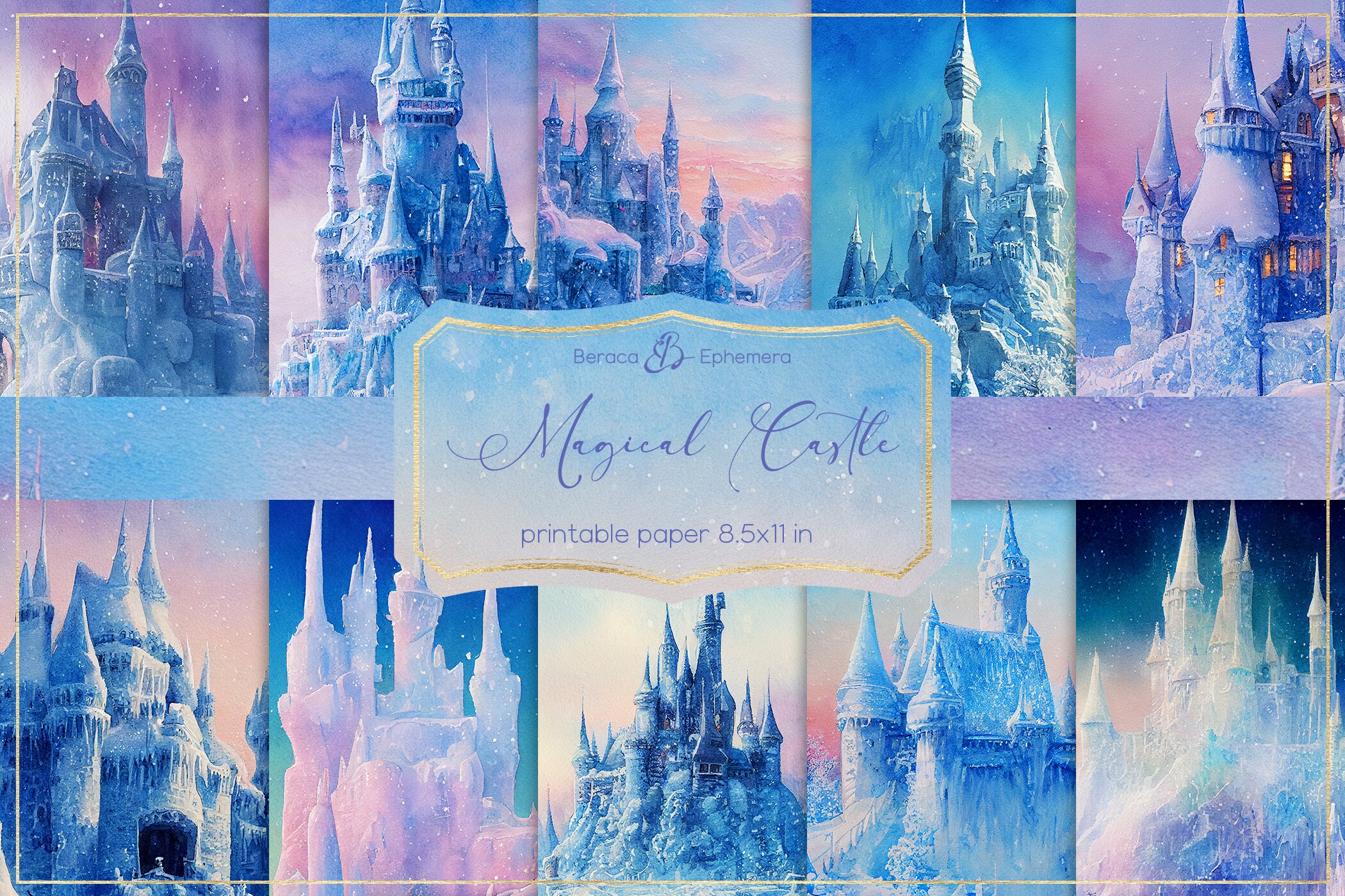 Magical Castle Digital Paper Printable Paper Snow Princess - Etsy Australia