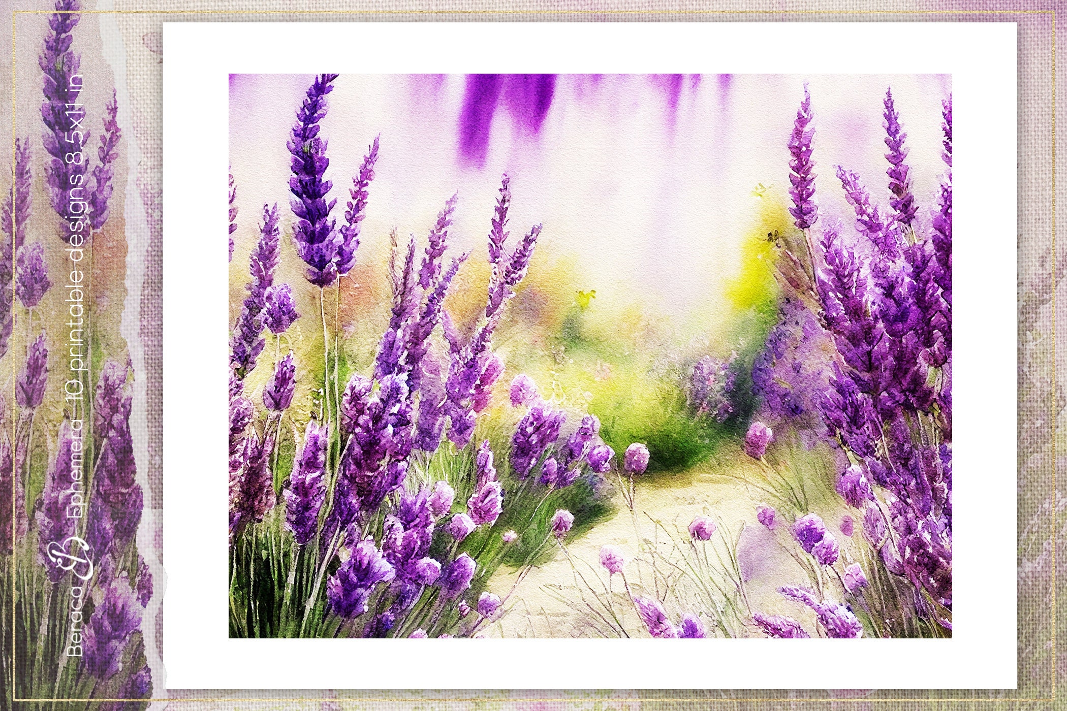 Lavender Garden Digital Paper, Printable Paper, Purple Flowers ...