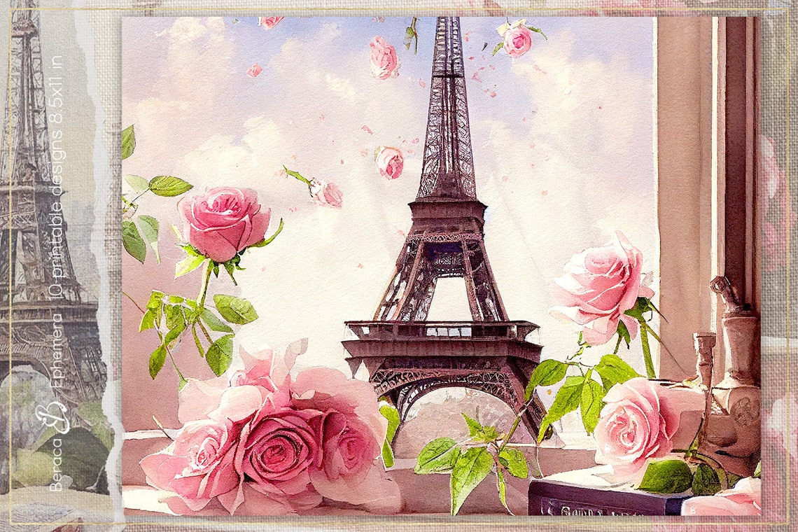 French Books Digital Paper Printable Paper Paris Background - Etsy