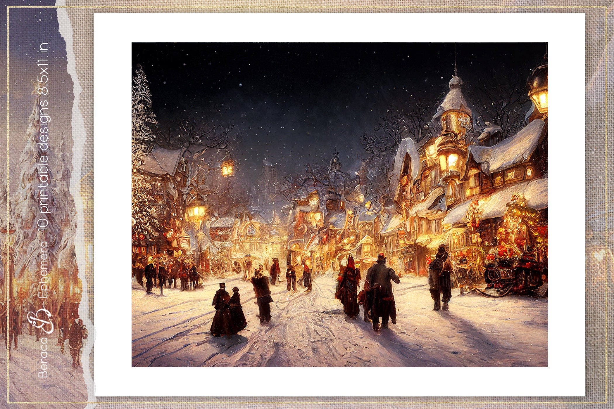 Steampunk Christmas Digital Paper, Vintage Winter, Christmas Night ...