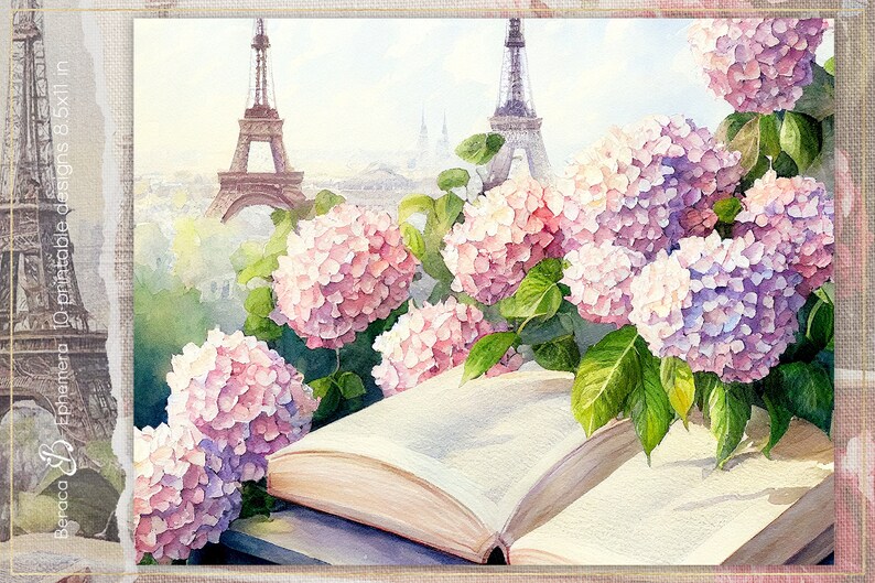 French Books Digital Paper, Printable Paper, Paris Background, Eiffel ...