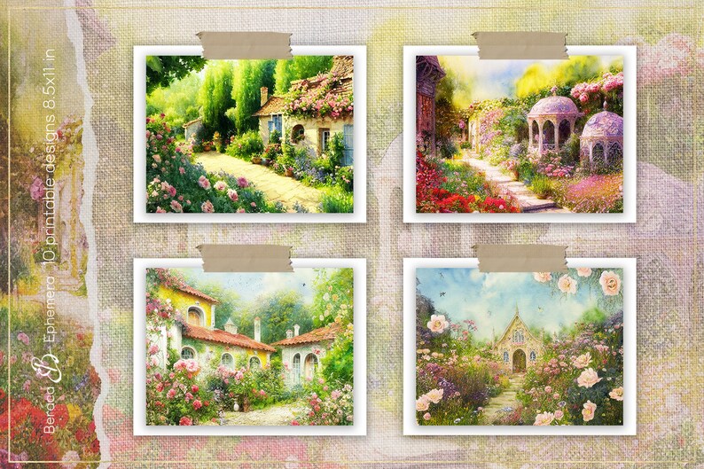 Cottage Flowers Digital Paper Vintage Printable Paper Garden - Etsy