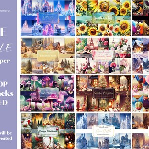 Ethereal Castle Digital Paper, Printable Paper, Watercolor Fantasy ...