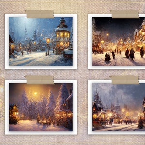 Steampunk Christmas Digital Paper, Vintage Winter, Christmas Night ...