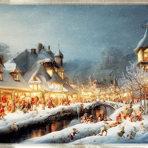 Winter Night Digital Paper, Snow Printable Scrapbook, Winter Landscape ...