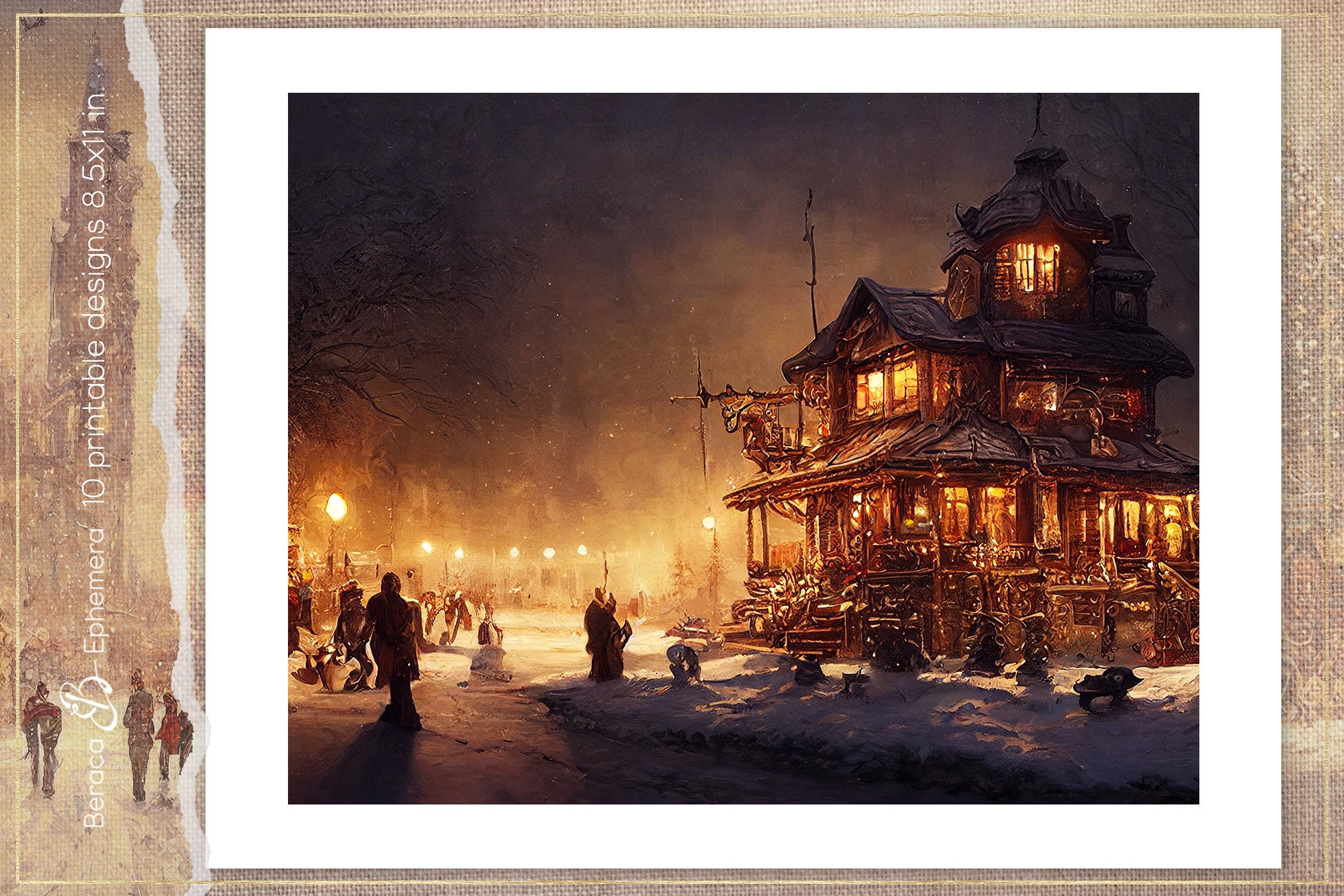 Grungy Winter Digital Paper, Printable Scrapbook, Christmas Card Junk ...