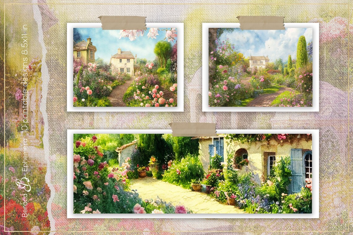 Cottage Flowers Digital Paper Vintage Printable Paper Garden - Etsy