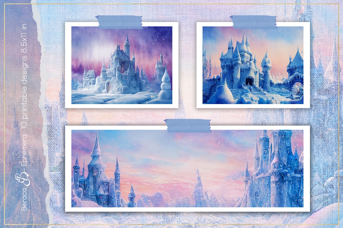 Magical Castle Digital Paper Printable Paper Snow Princess - Etsy