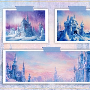 Magical Castle Digital Paper, Printable Paper, Snow Princess, Castle ...