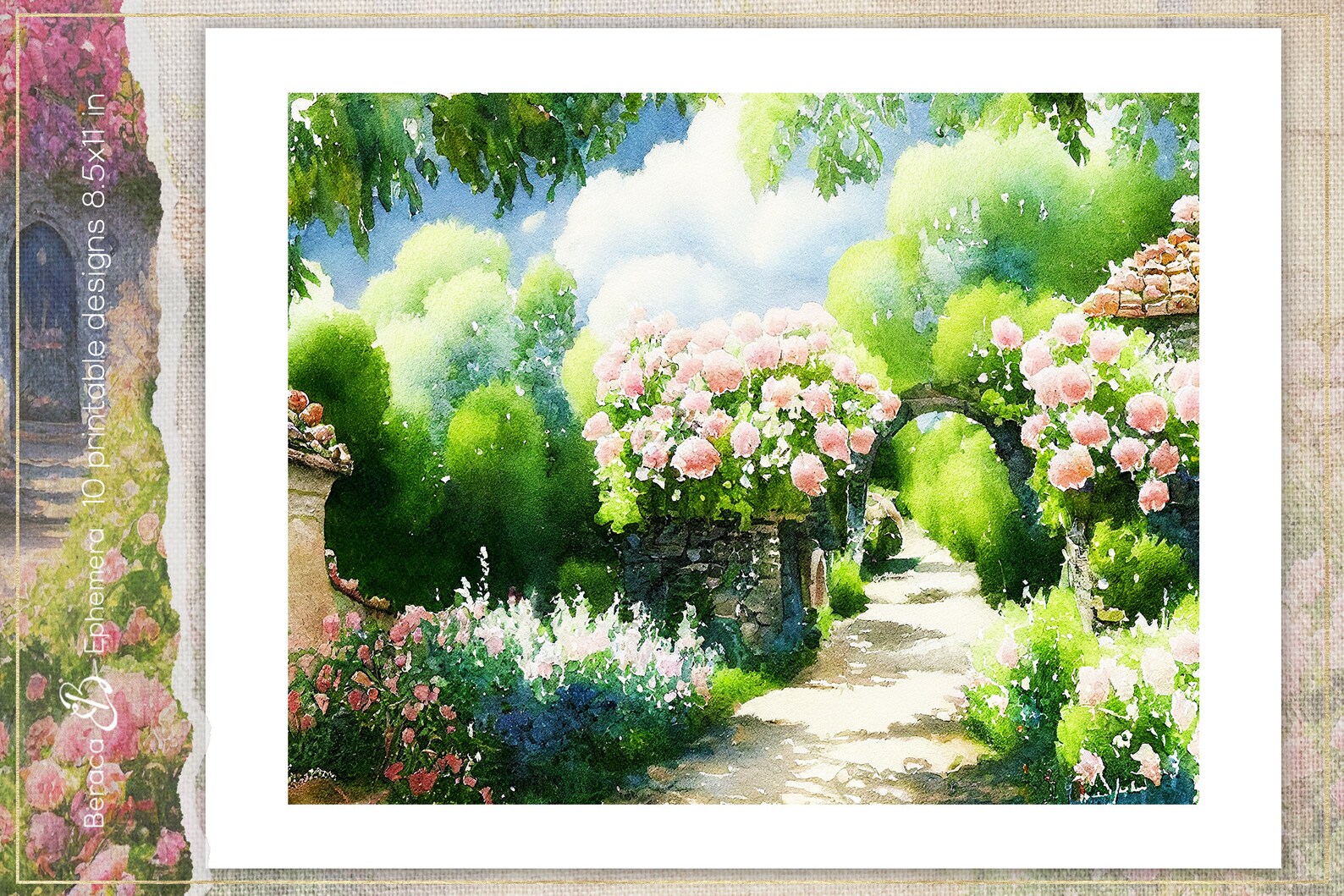 Cottage Garden Digital Paper, Printable Paper, Flower Garden Background ...