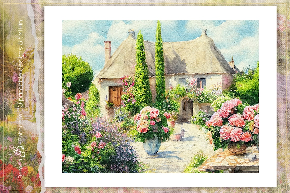 Cottage Flowers Digital Paper Vintage Printable Paper Garden - Etsy