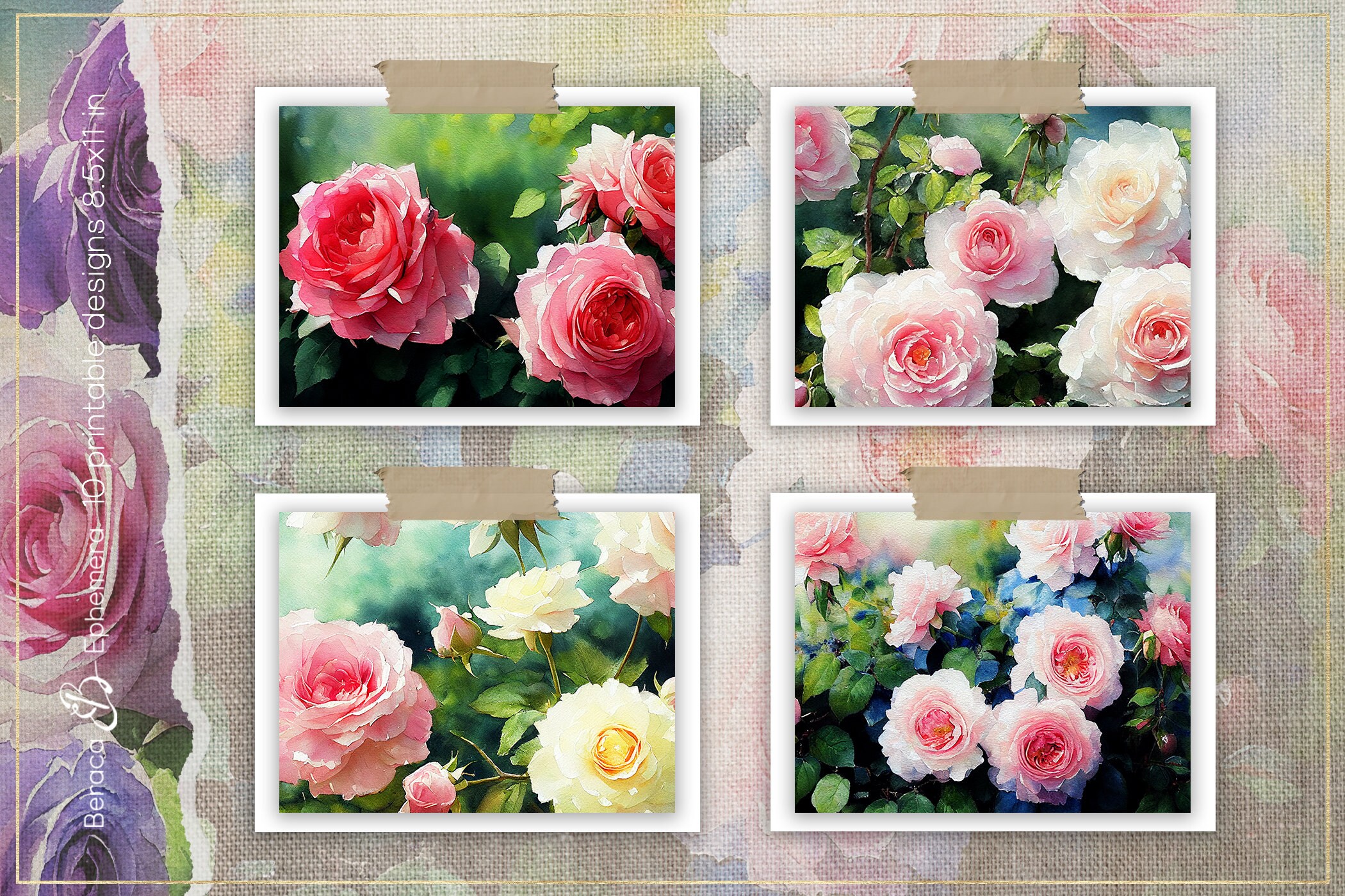 Princess Roses Digital Paper, Printable Paper,pastel Roses Background ...