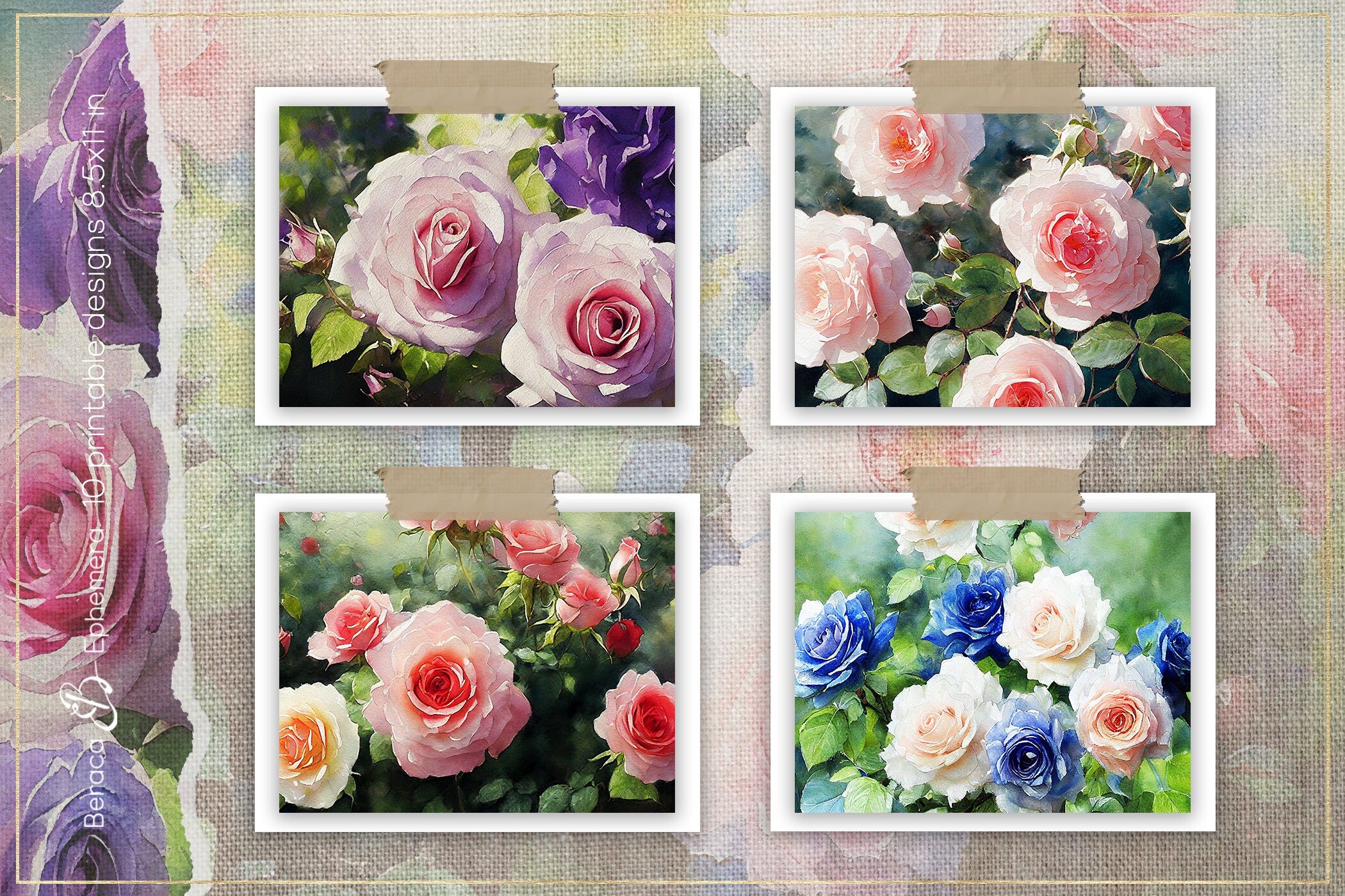 Princess Roses Digital Paper, Printable Paper,pastel Roses Background ...