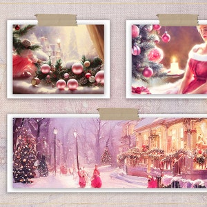 Pink Christmas Digital Paper, Winter Printable Paper, Pastel Pink ...