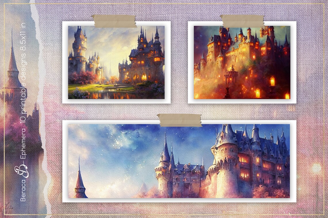 Fantasy Castle Digital Paper Printable Fairytale Background - Etsy