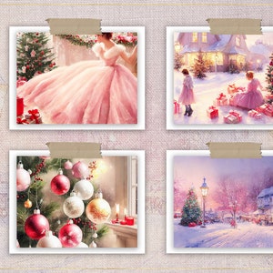 Pink Christmas Digital Paper, Winter Printable Paper, Pastel Pink ...