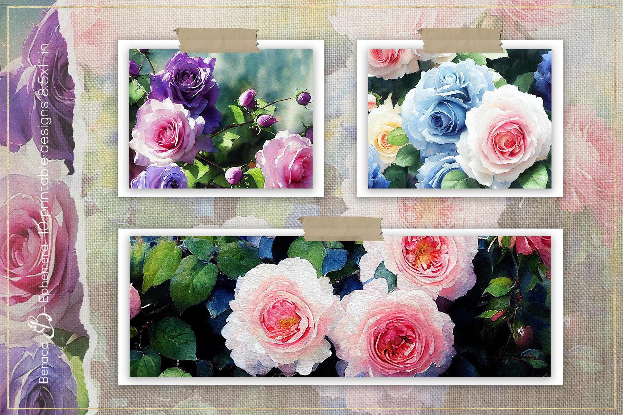 Princess Roses Digital Paper, Printable Paper,pastel Roses Background ...