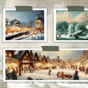 Winter Night Digital Paper, Snow Printable Scrapbook, Winter Landscape ...