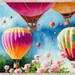 Hot Air Balloon Digital Paper, Printable Paper, Pink Floral Background ...
