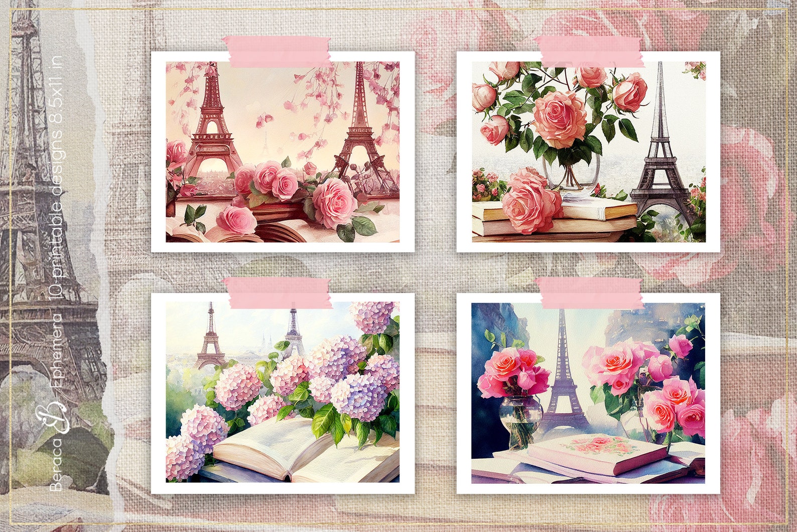 French Books Digital Paper Printable Paper Paris Background - Etsy