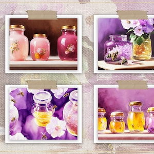 Purple Honey Digital Paper, Printable Paper, Honey Bee Background ...