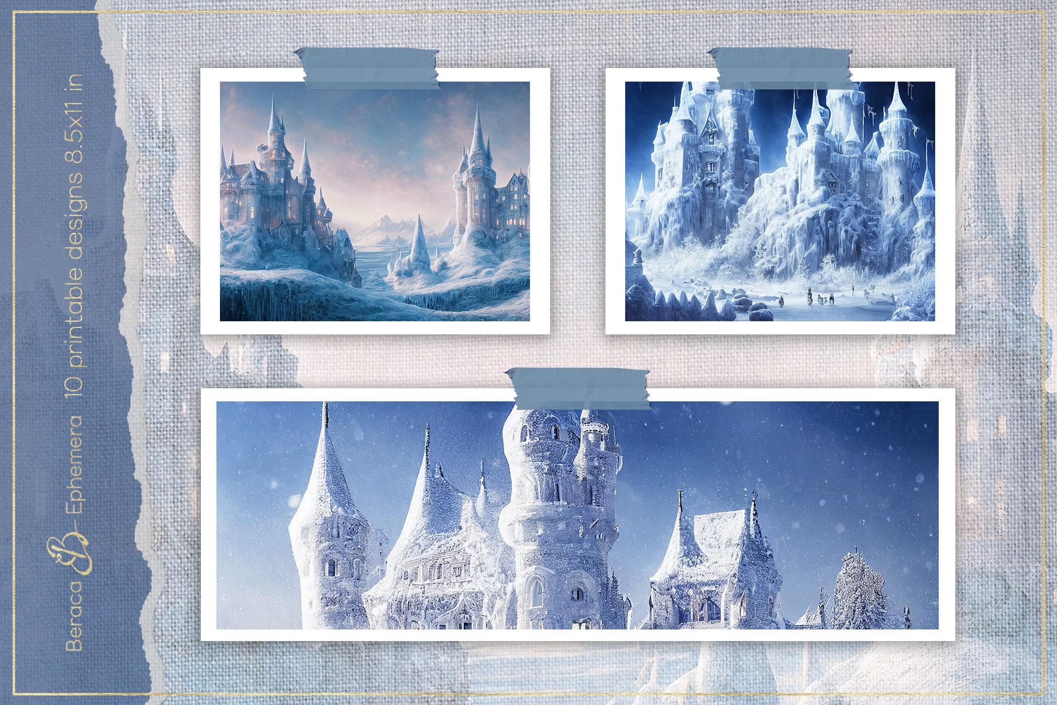 Snow Castle Digital Paper Printable Paper Ice Queen Frozen - Etsy