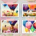 Hot Air Balloon Digital Paper, Printable Paper, Pink Floral Background ...