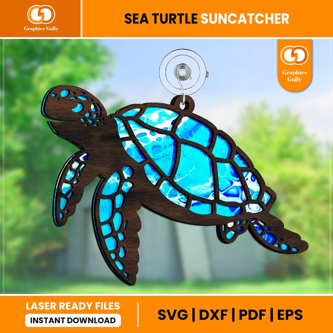 Sea Turtle Suncatcher Svg | Ocean Turtle Laser Sun Catcher | Window ...