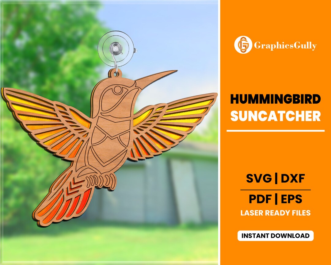 Flying Hummingbird Suncatcher Svg Wall Art, Window Ornament Acrylic ...