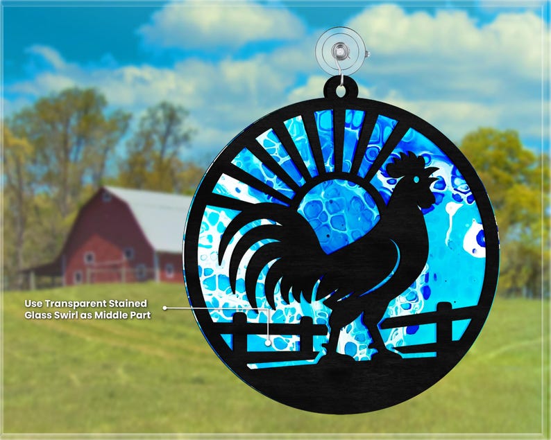 Crowing Rooster Suncatcher Svg | Farm Animal Suncatcher Garden Ornament ...
